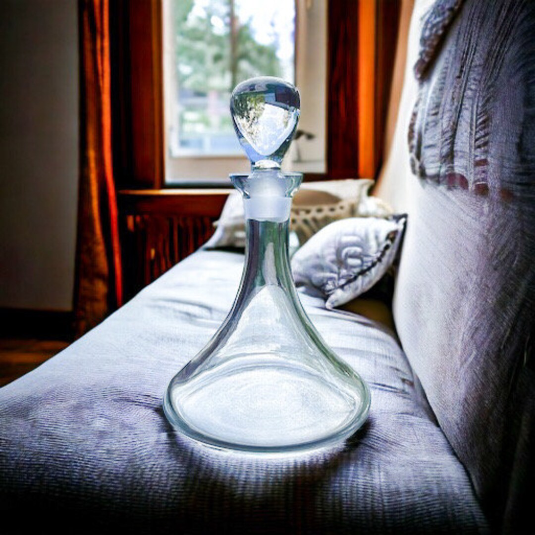 Vintage Glass Ship Decanter With Stopper / Whiskey Decanter / Barware ...