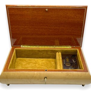 Vintage Reuge Music Box With Key Sorrento Italy Inlaid Flower Design ...