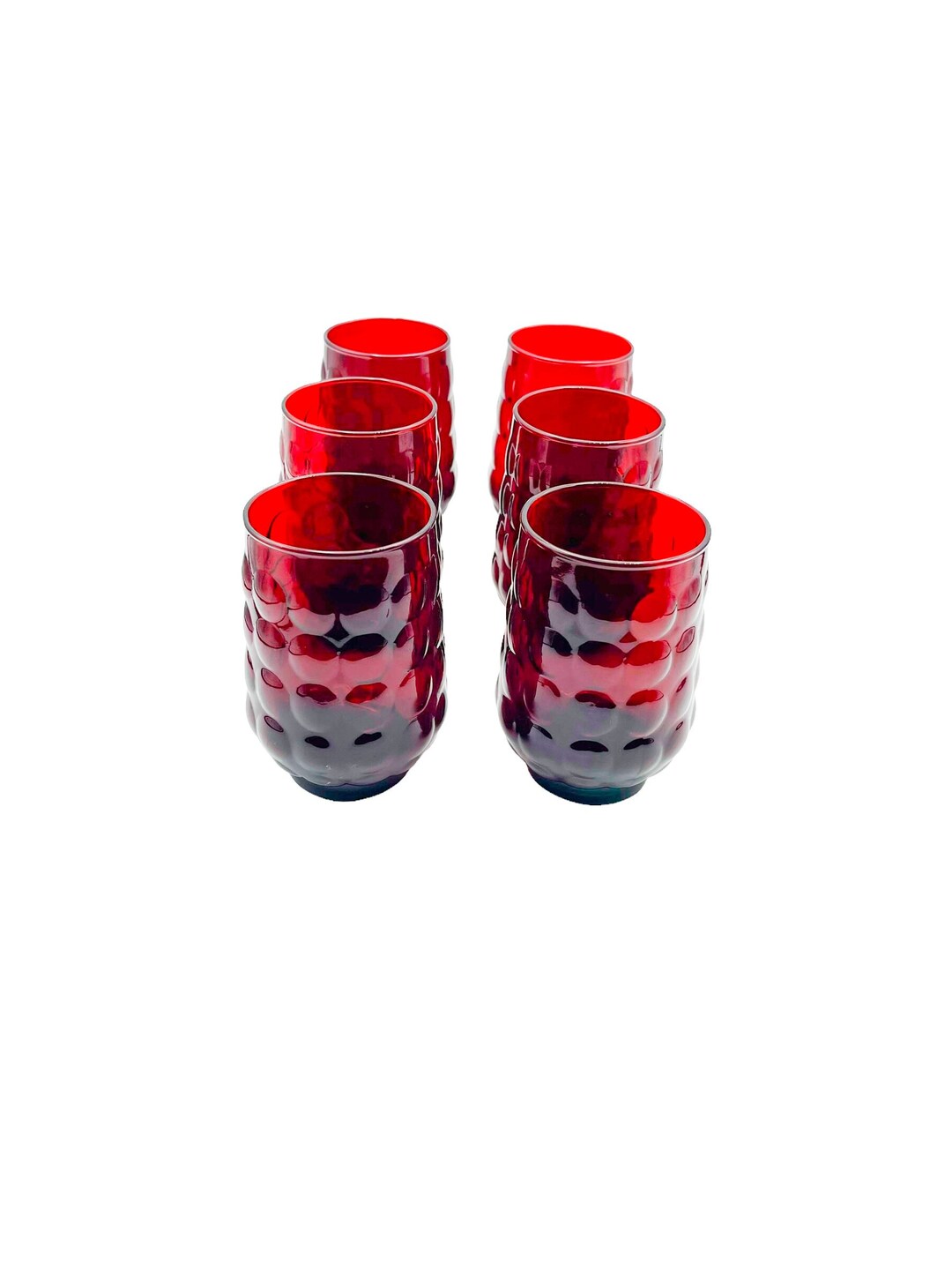 Anchor Hocking Ruby Red Bubble Glasses Tumblers 4 1/2 H With 1905-1937 ...