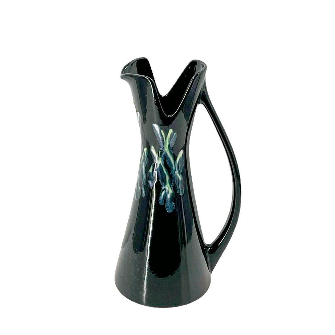 Mid Century Haeger Pottery Pitcher Vase in Black With Drip Glaze 16 ...