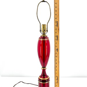 Vintage Ruby Red Glass Lamp With Gold Accents / Vintage Red Table Lamp ...