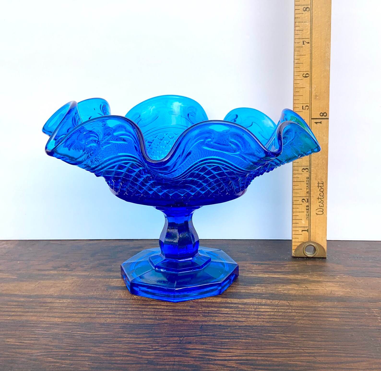 Vintage Blue Fenton Glass Compote / Fenton Blue Compote With | Etsy
