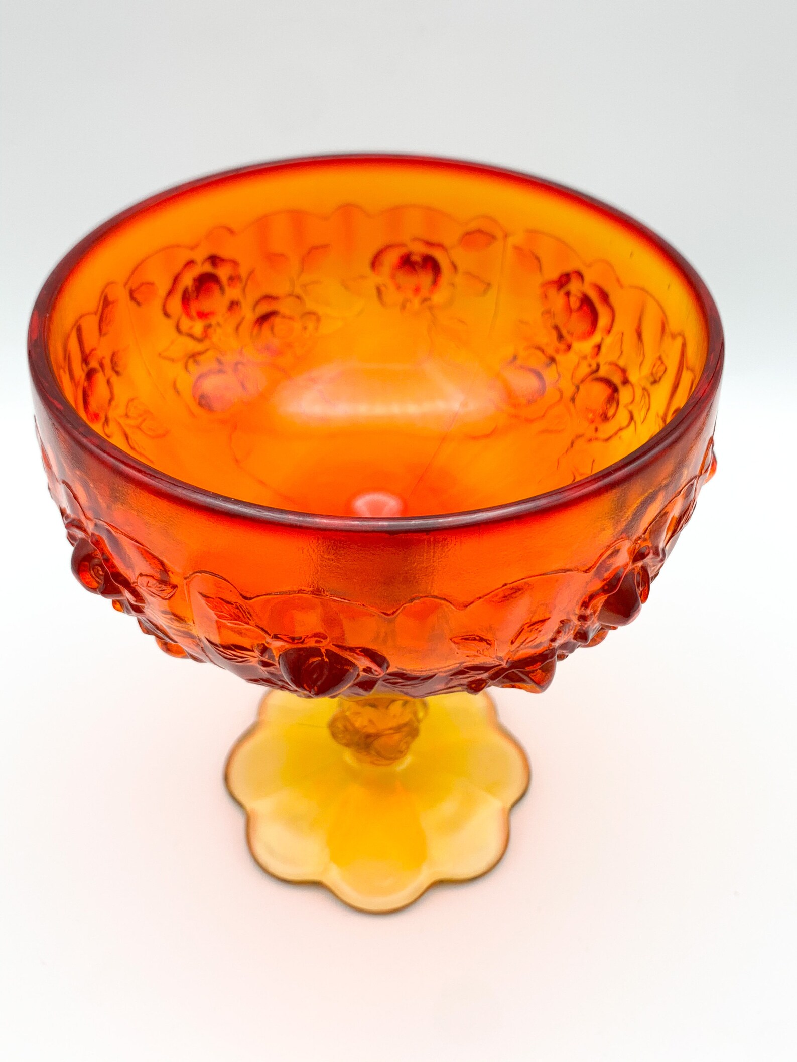 Vintage FENTON Amberina Compote with Lid in Cabbage Rose | Etsy