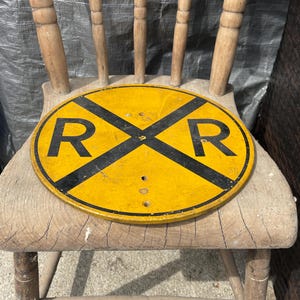 Antique Wooden Railroad Crossing Sign – Yellow & Black Crossbuck RR ...
