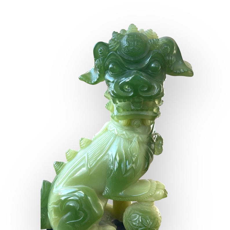 Vintage Italian Faux Jade Foo Dog Statue: Chinoiserie Decor - Etsy