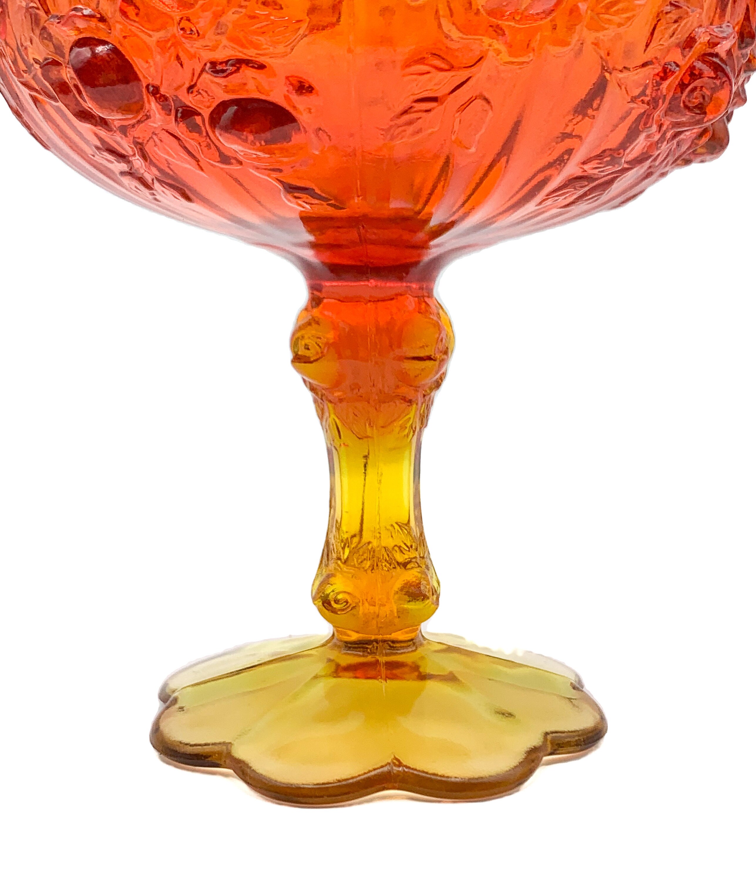 Vintage FENTON Amberina Compote with Lid in Cabbage Rose | Etsy