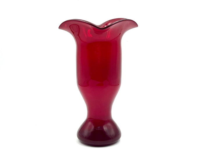 RARE Red Blenko Glass Vase by Wayne Husted 7-RE / Blenko Vase ...