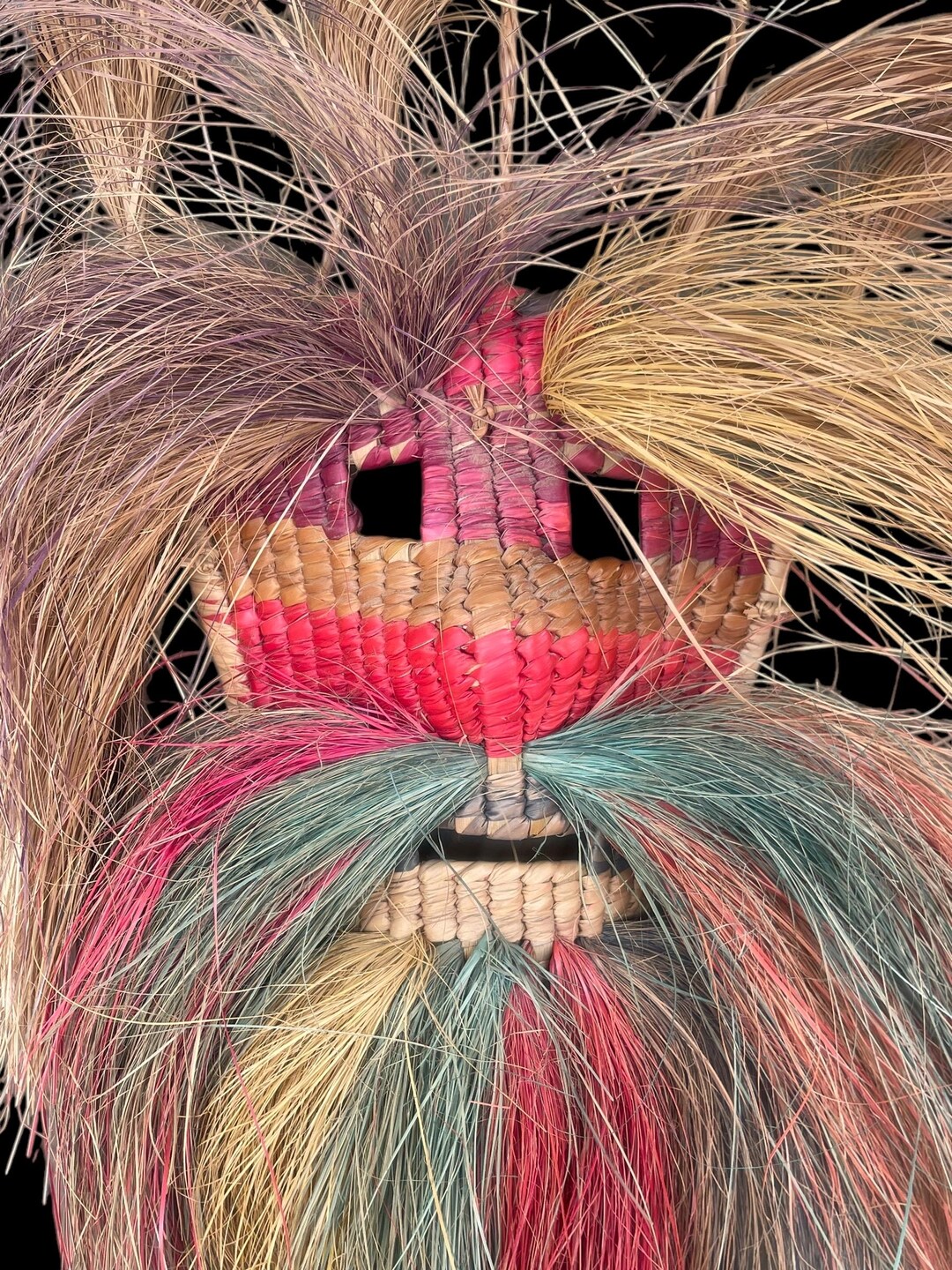 Vintage Hand-woven Mexican Grass Face Mask Wall Decor - Etsy
