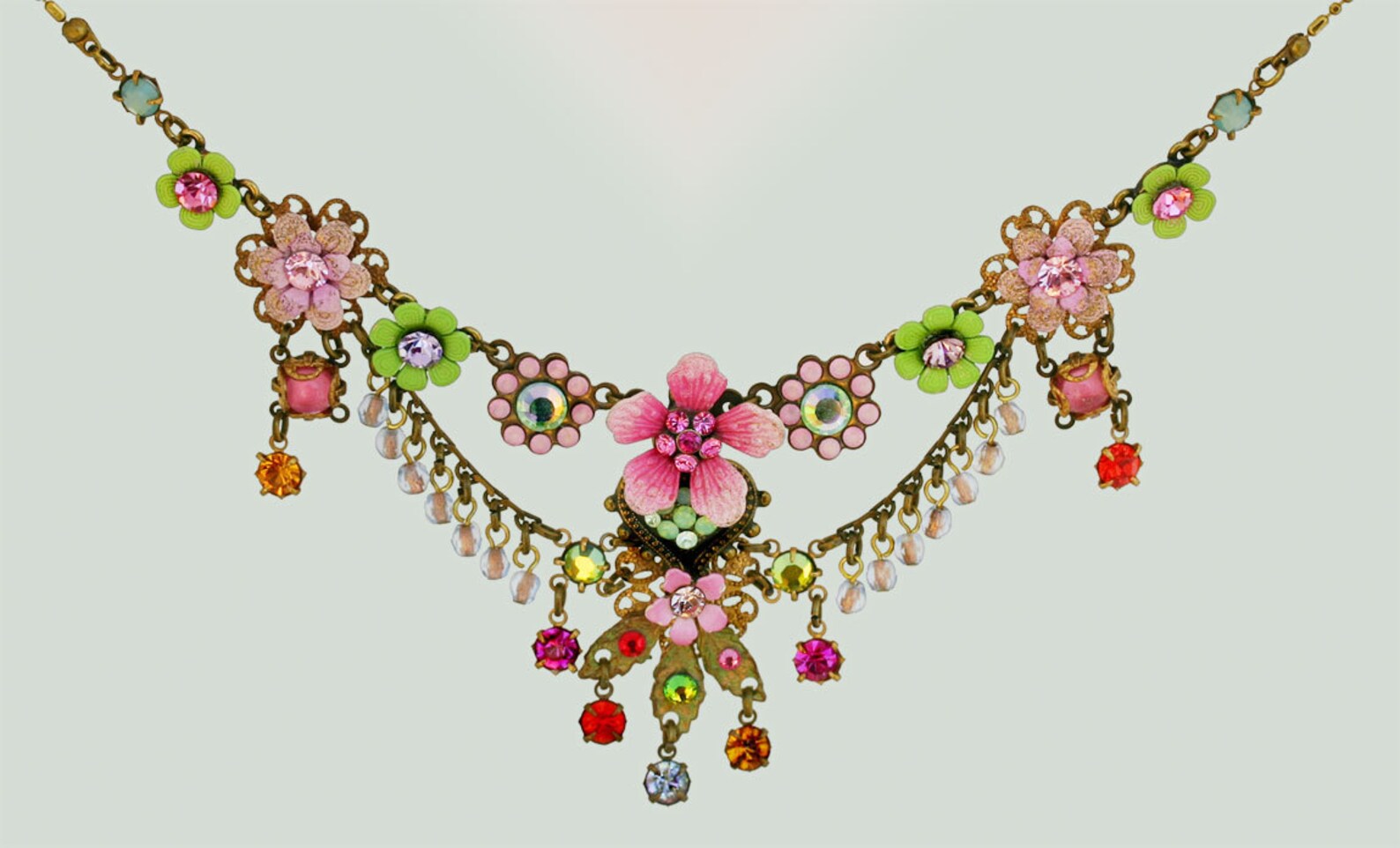 The Garden and Heart Bib Necklace - Victorian, Festoon Necklace, Wide ...
