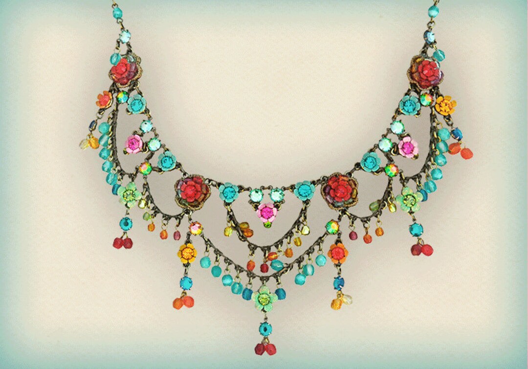 Floral Swag Necklace, Beaded Tassel Festoon Custom Color Orly Zeelon - Etsy