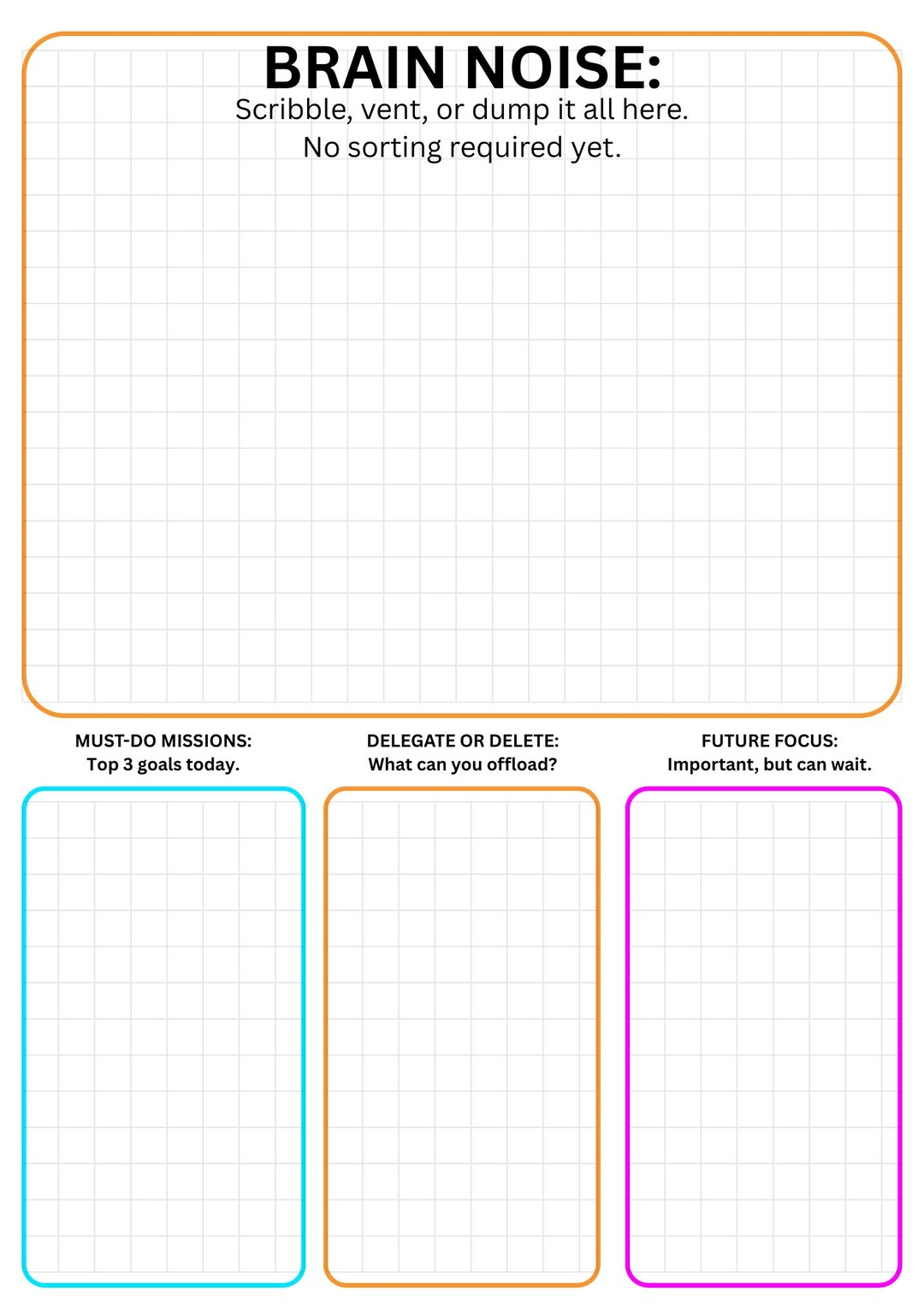 A4 ADHD Brain Dump | Neurodivergent Mental Reset | SEN Parent Planner ...