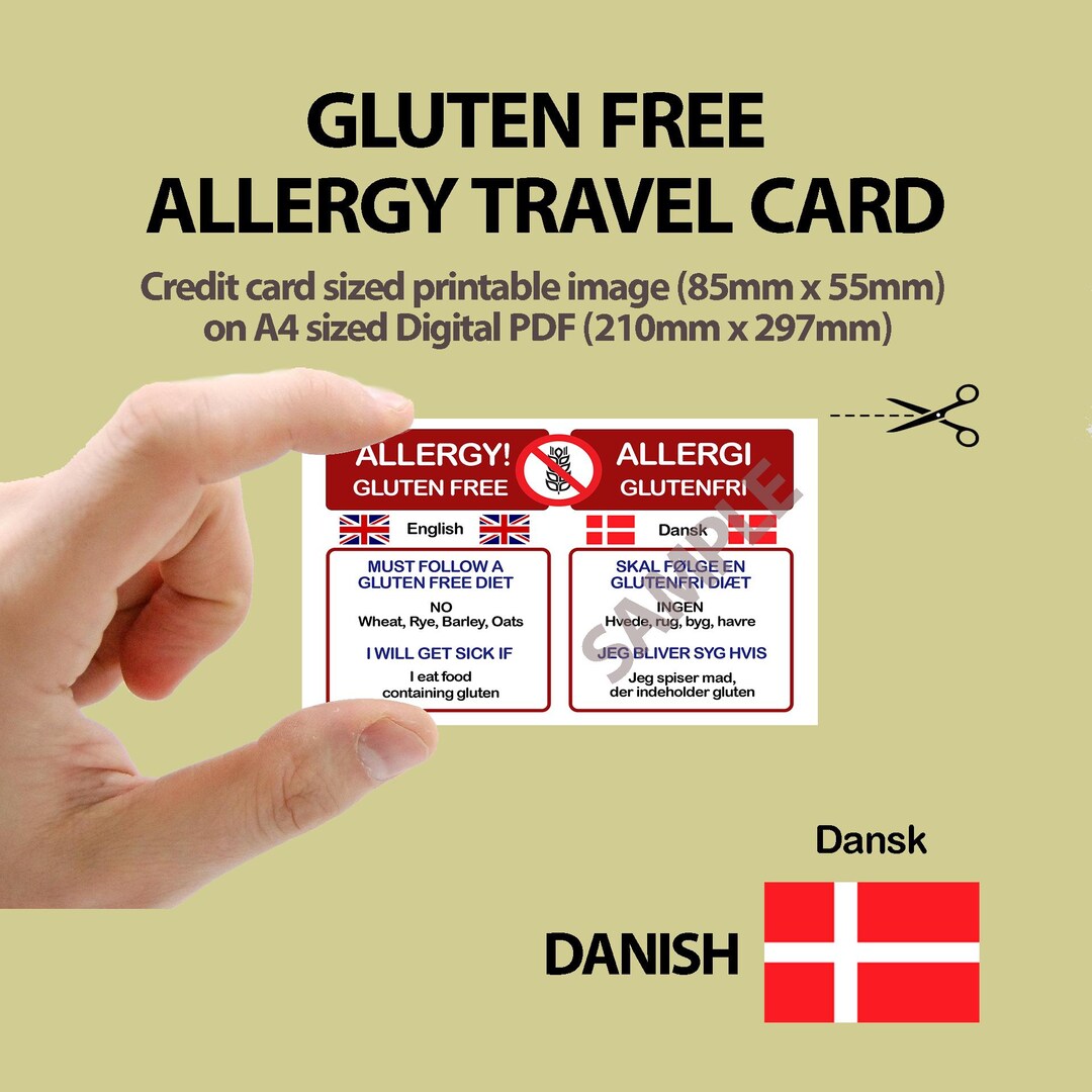 DANISH Gluten Free Travel Card | Allergy Awareness | Coeliac Disease ...