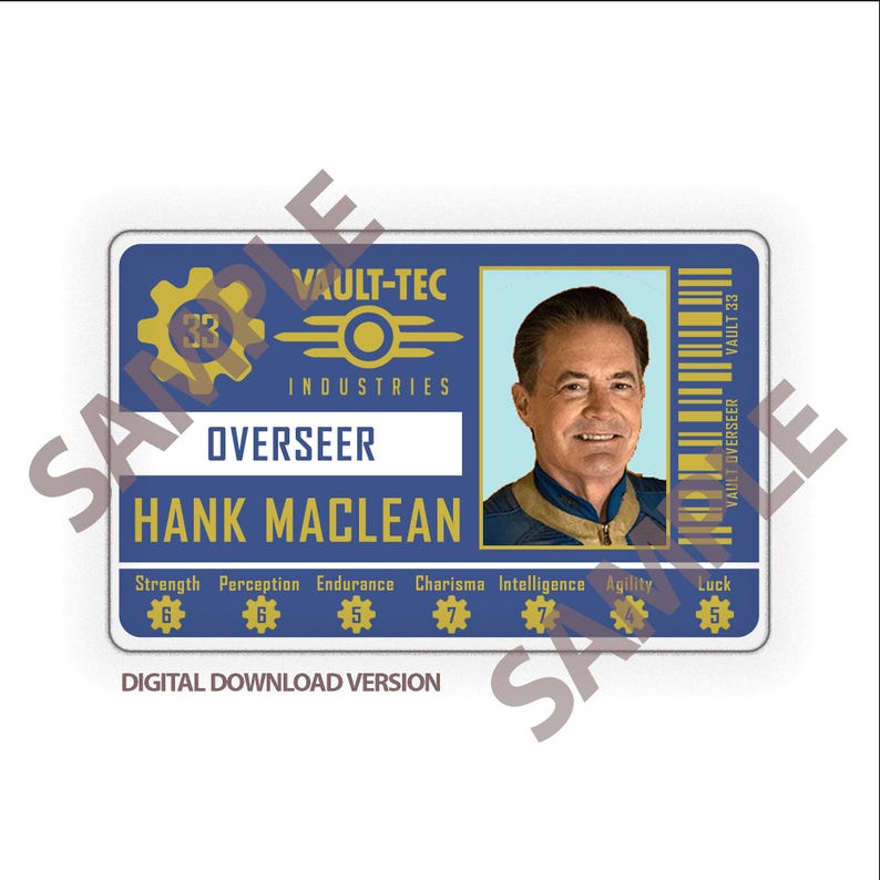 Vault-tec Character ID Card | Hank Maclean | Fallout | Fancy Dress ...