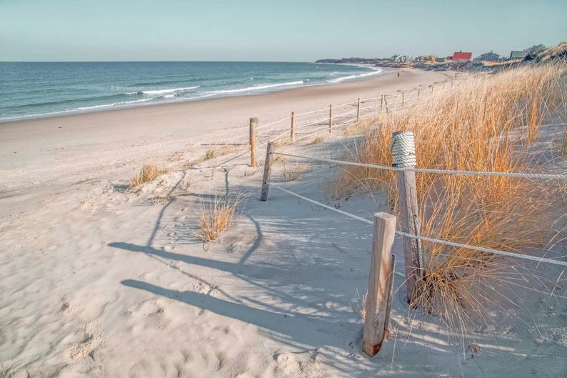 Cape Cod Beach Print: Corporation Beach Seascape, Beige and Blue ...
