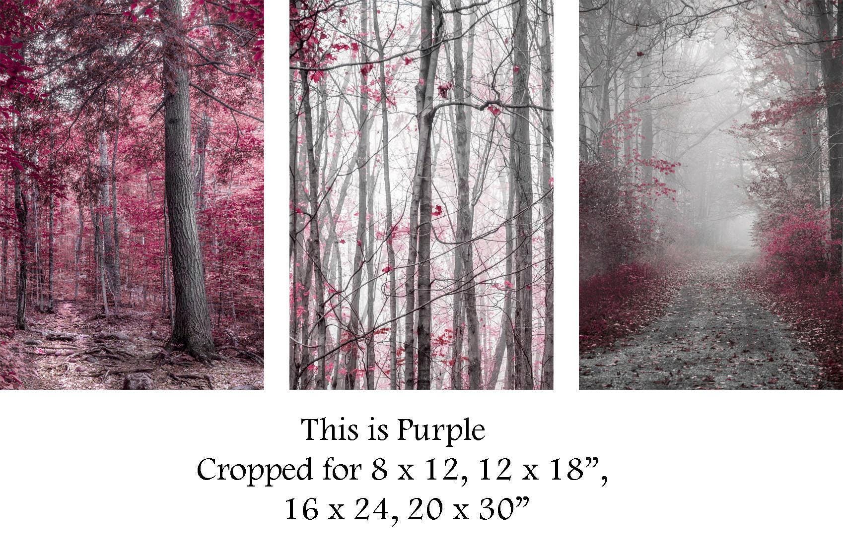 Burgundy Forest Prints Set: Autumn Landscape Wall Art (unframed) - Etsy