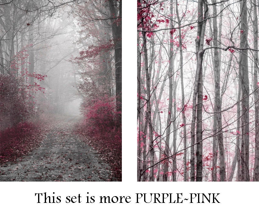 Burgundy Forest Prints Set: Moody Autumn Wall Art (unframed) - Etsy
