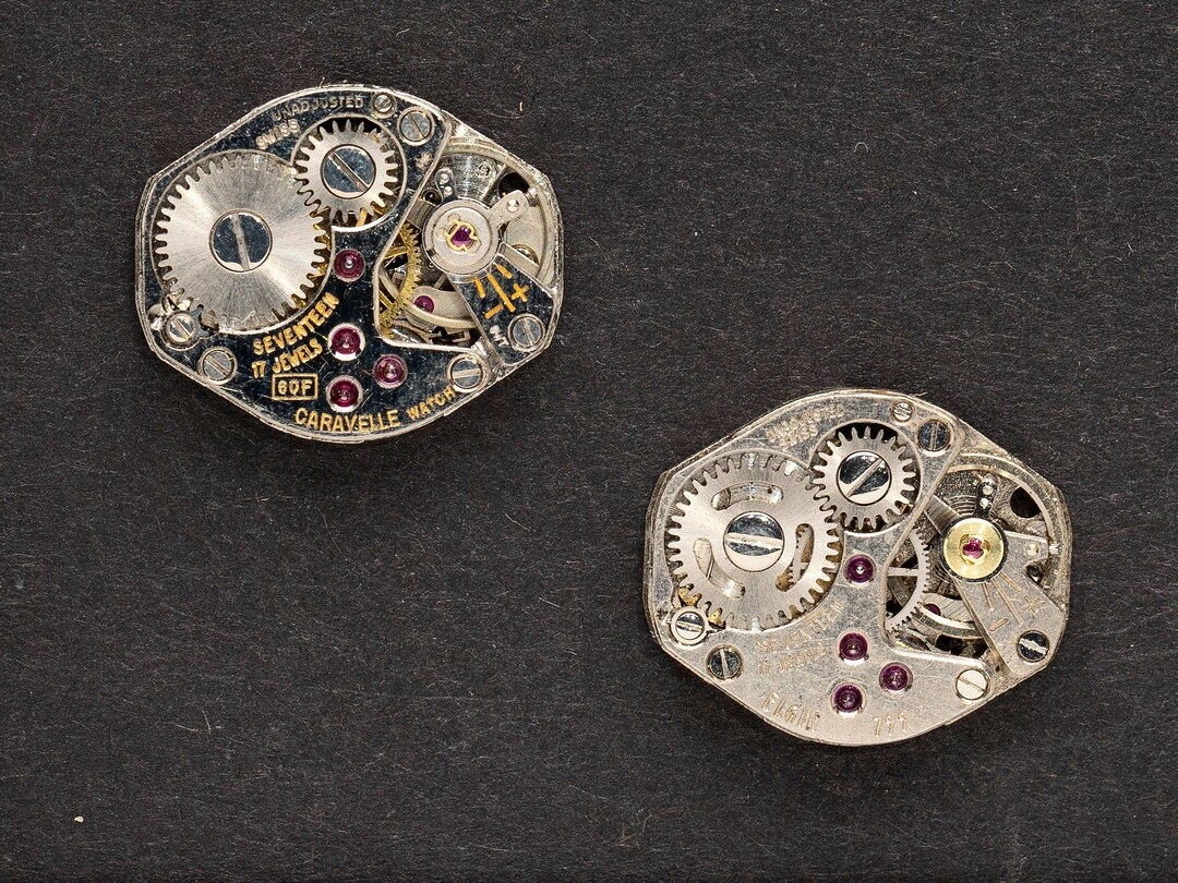 2 Watch Movements Matched for Steampunk Cufflinks or Earrings, Vintage ...