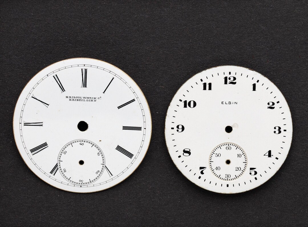 2 Vintage Porcelain Pocket Watch Faces Watch Dials, Antique Watch Parts ...