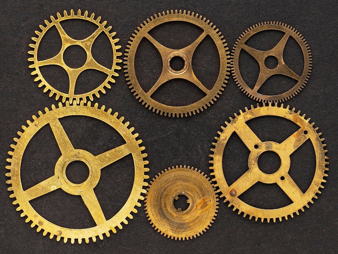 6 Large Vintage Brass & Steel Gears Antique Clockwork Gears - Etsy