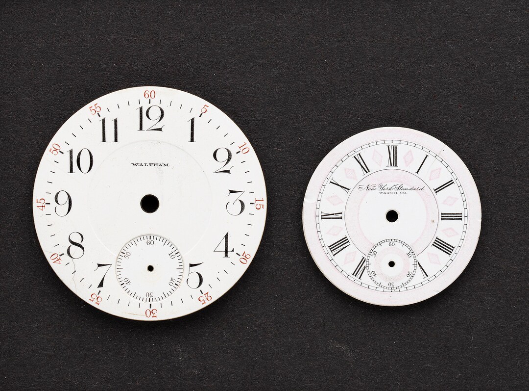 2 Vintage Porcelain Pocket Watch Faces Watch Dials, Antique Watch Parts ...