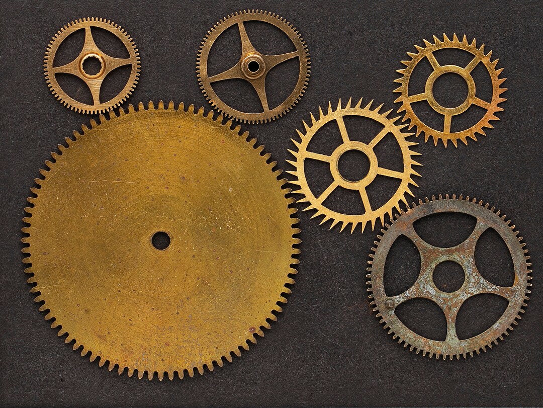6 Large Vintage Brass & Steel Gears Antique Clockwork Gears - Etsy