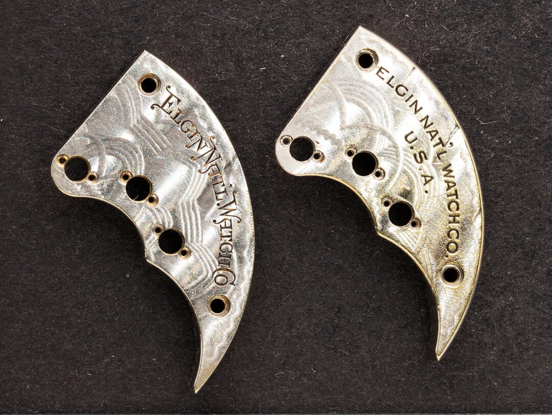 Matched Set 2 Antique Pocket Watch Parts With Engraved Steel ...