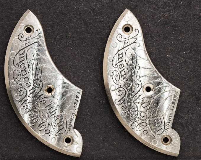 Matched Set 2 Antique Pocket Watch Parts With Engraved Steel ...