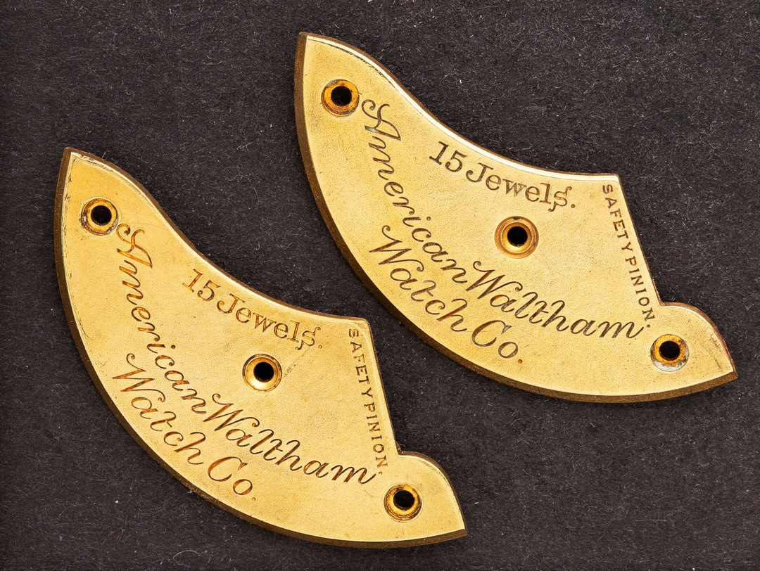 Matching Pair Antique Pocket Watch Parts With Engraved Brass ...
