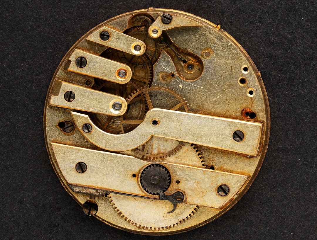 Vintage Pocket Watch Movement With Gears and Genuine Ruby Jewels ...