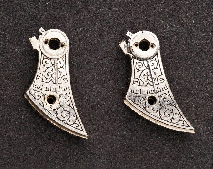 Matched Set 2 Antique Pocket Watch Parts With Engraved Steel ...