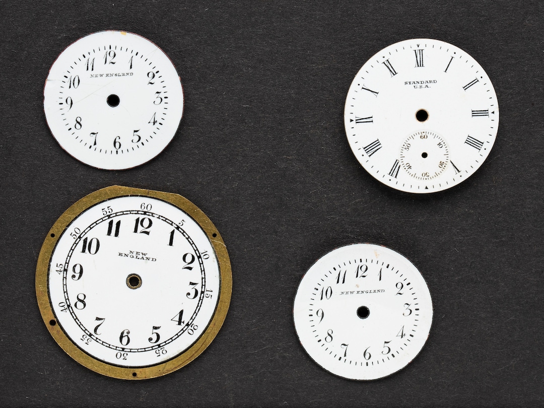 4 Vintage Porcelain Pocket Watch Faces Watch Dials, Antique Watch Parts ...