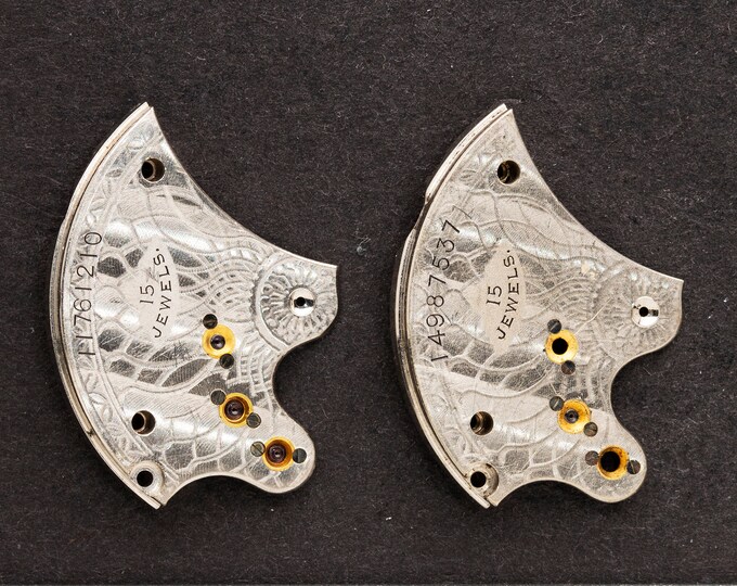 Matched Set 2 Antique Pocket Watch Parts With Engraved Steel ...