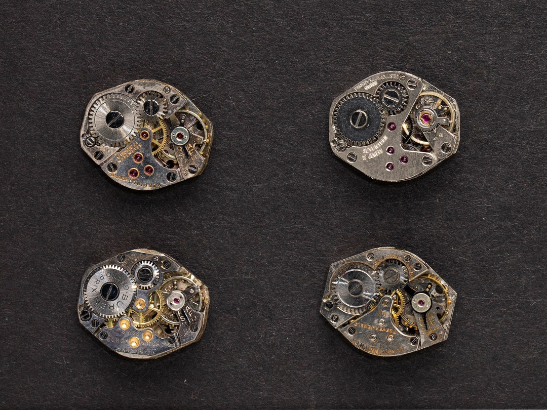 4 Vintage Watch Movements, Gears & Genuine Ruby Jewels, for Jewelry ...