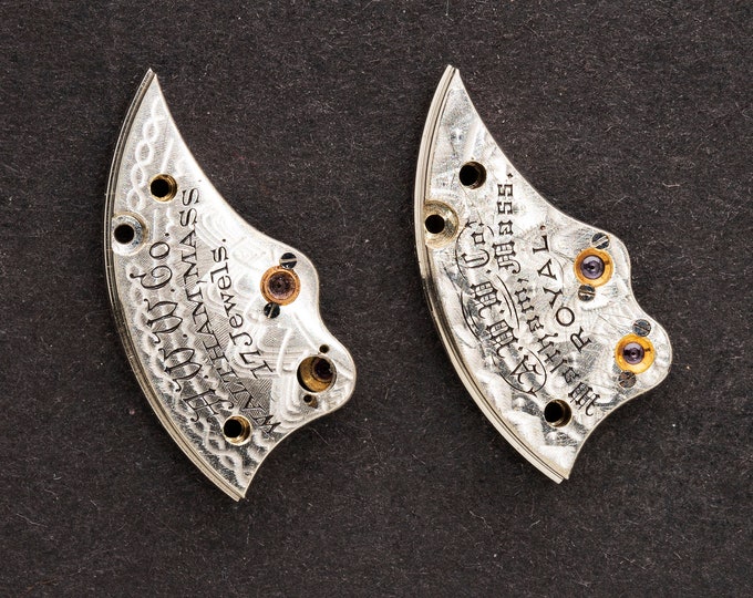 Matched Set 2 Antique Pocket Watch Parts With Engraved Steel ...