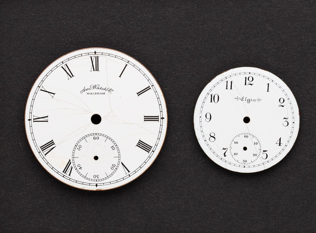 2 Vintage Porcelain Pocket Watch Faces Watch Dials, Antique Watch Parts ...