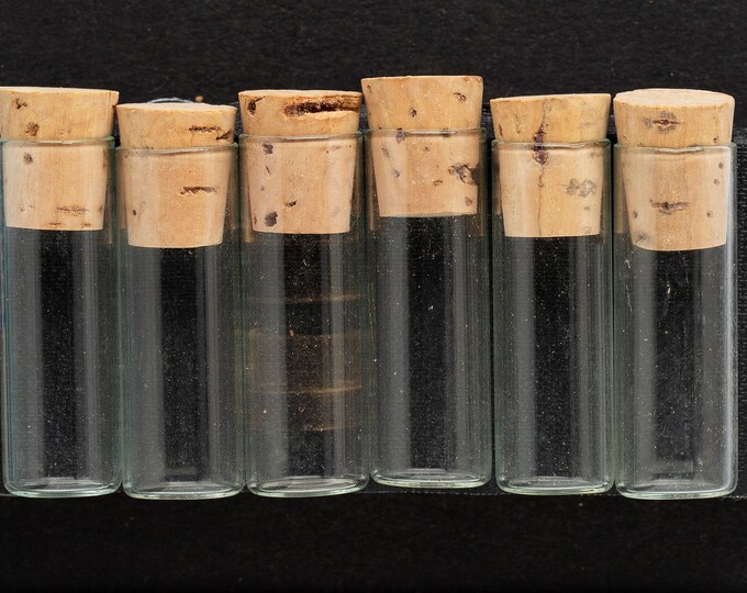 6 Vintage Glass Bottles With Cork Stoppers and Numbered Labels Antique ...