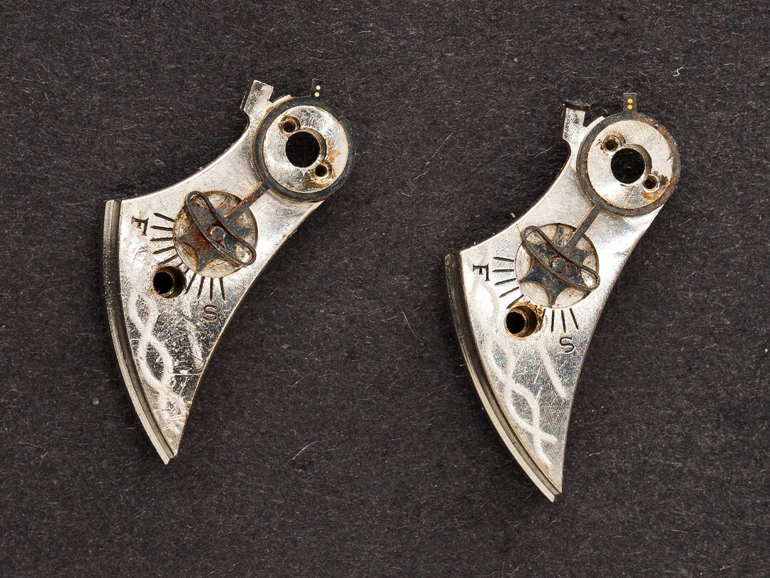 Matched Set 2 Antique Pocket Watch Parts With Engraved Steel ...