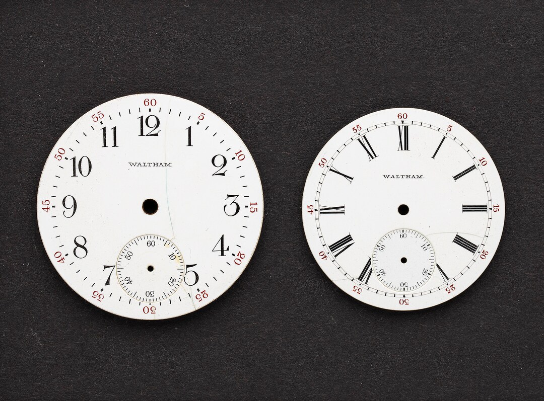 2 Vintage Porcelain Pocket Watch Faces Watch Dials, Antique Watch Parts ...