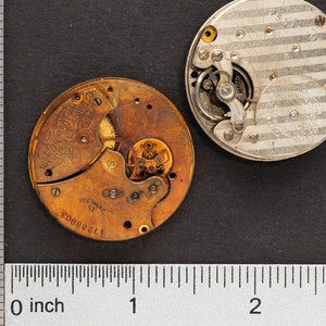 2 Vintage Pocket Watch Movements With Gears and Genuine Ruby Jewels ...