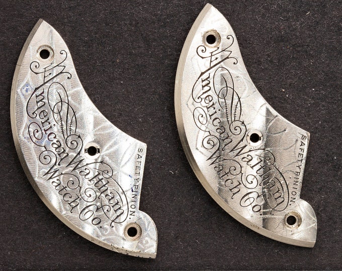 Matched Set 2 Antique Pocket Watch Parts With Engraved Steel ...