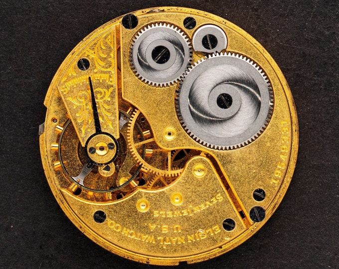 Vintage Pocket Watch Movement With Gears and Genuine Ruby Jewels Elgin ...