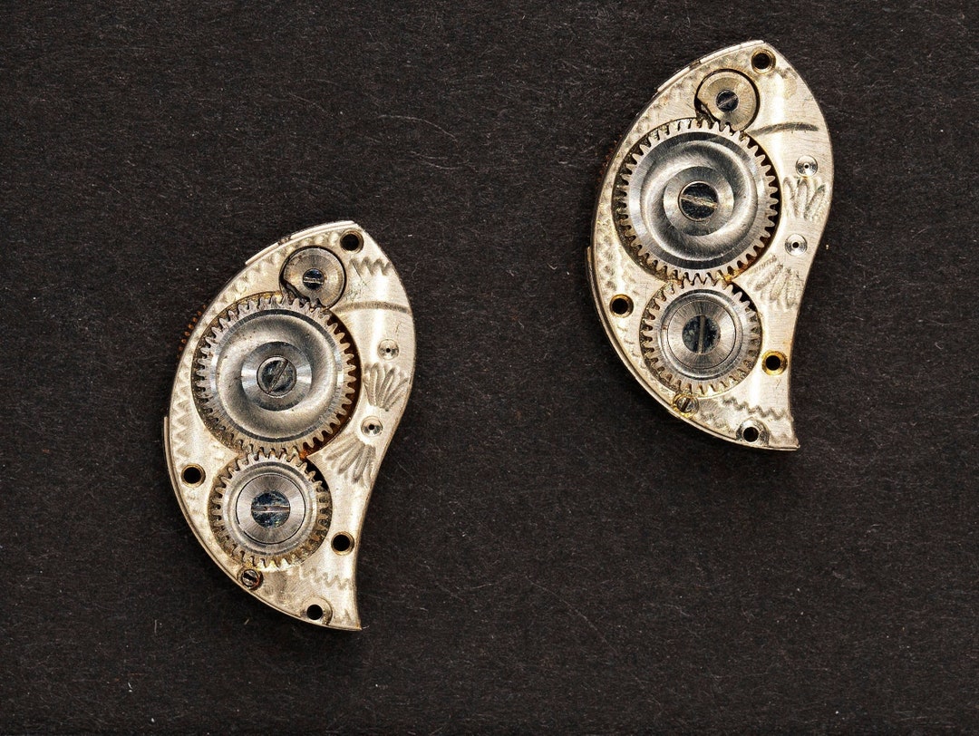 Matched Set 2 Antique Pocket Watch Parts With Engraved Steel ...