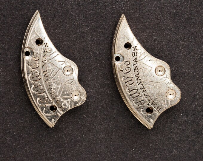 Matched Set 2 Antique Pocket Watch Parts With Engraved Steel ...