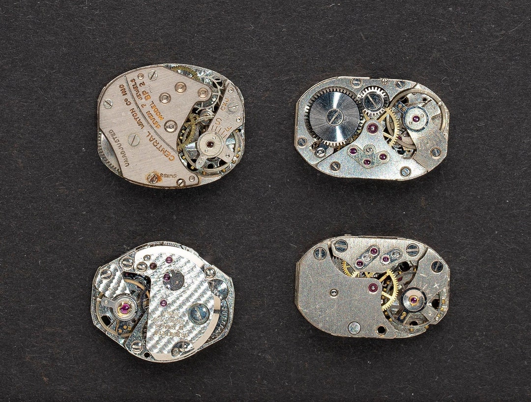 4 Vintage Watch Movements With Gears & Genuine Ruby Jewels, for Jewelry ...