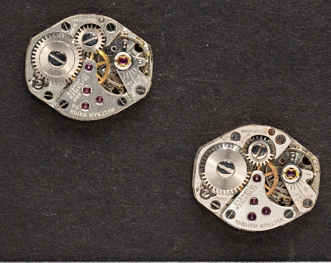 2 Watch Movements Matched for Steampunk Cufflinks or Earrings, Vintage ...