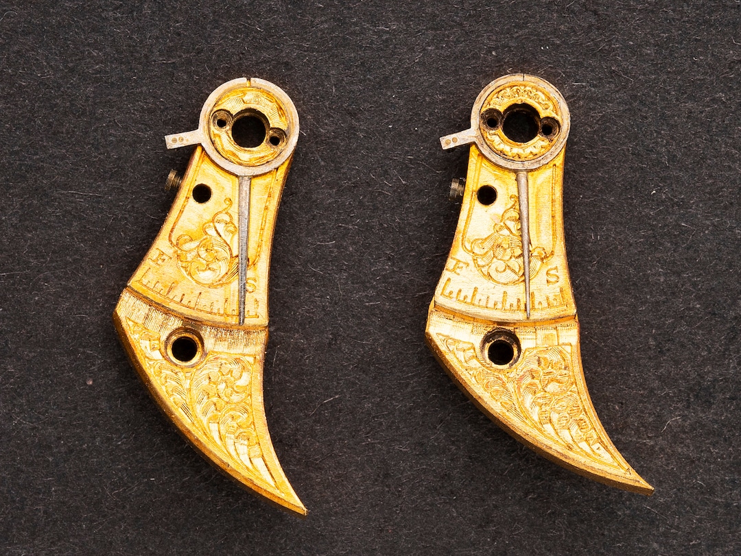 Matching Pair Antique Pocket Watch Parts With Engraved Brass ...