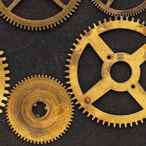6 Large Vintage Brass & Steel Gears Antique Clockwork Gears - Etsy