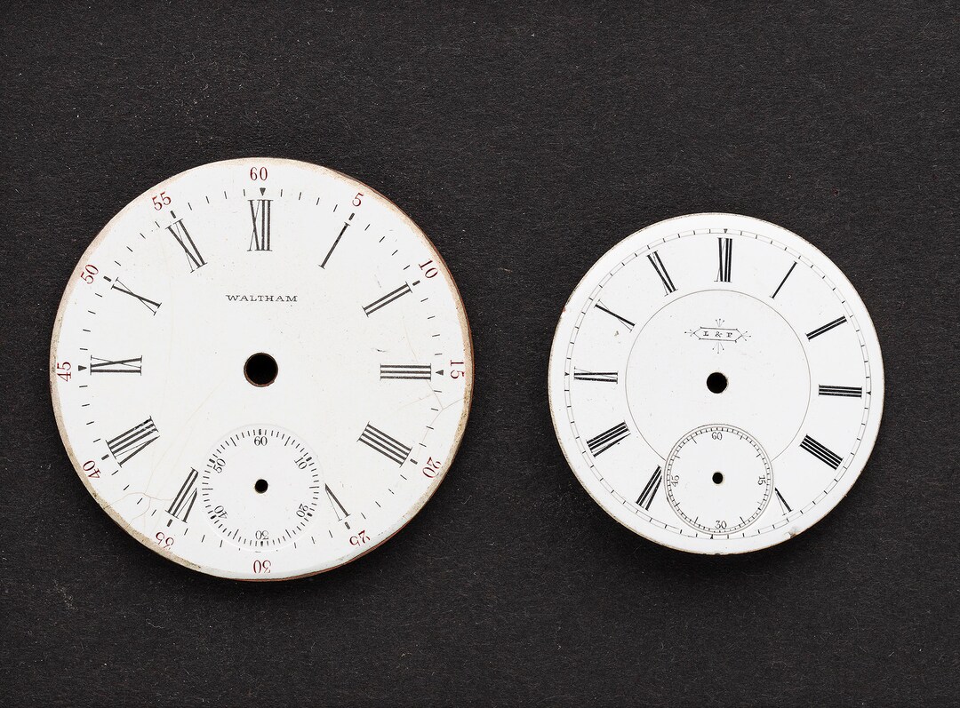 2 Vintage Porcelain Pocket Watch Faces Watch Dials, Antique Watch Parts ...