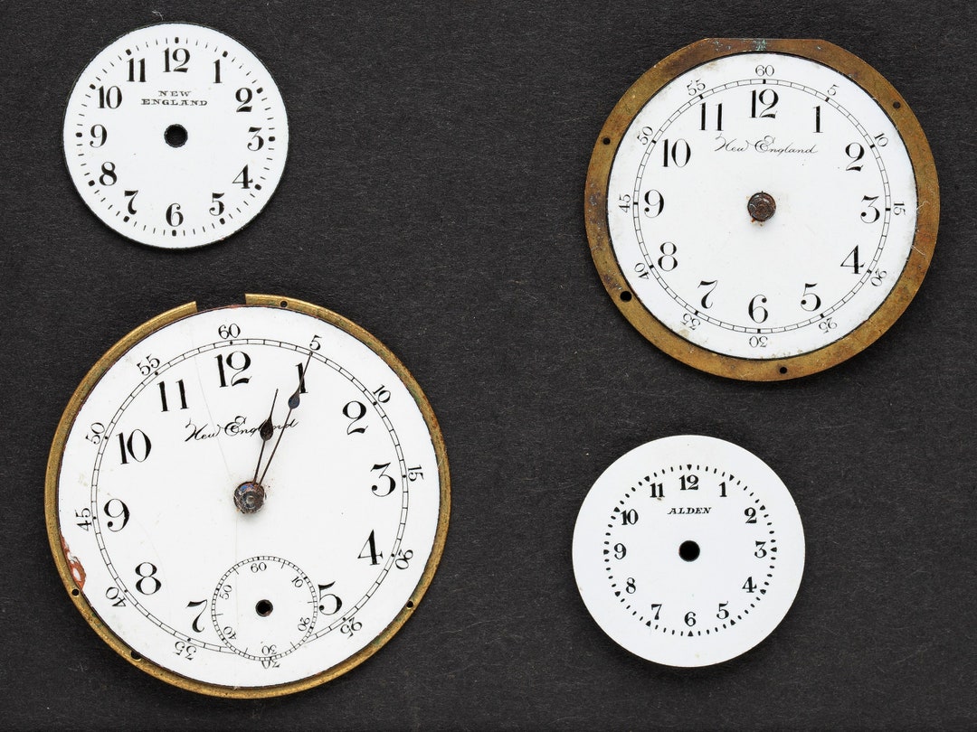 4 Vintage Porcelain Pocket Watch Faces Watch Dials, Antique Watch Parts ...