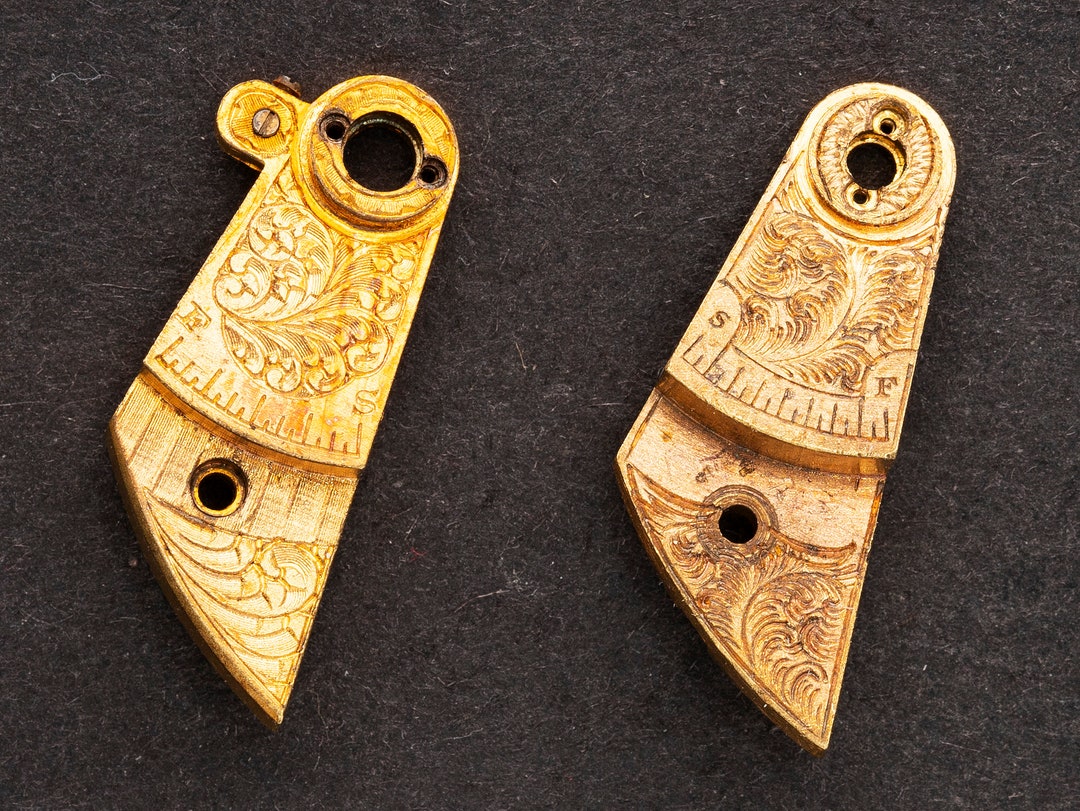 Matching Pair Antique Pocket Watch Parts With Engraved Brass ...